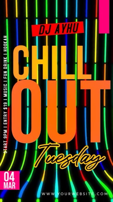 Black Neon Chillout Tuesday Reel Instagram Template | PosterMyWall