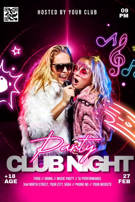 Modèle Black Neon Club Night Party Poster | PosterMyWall