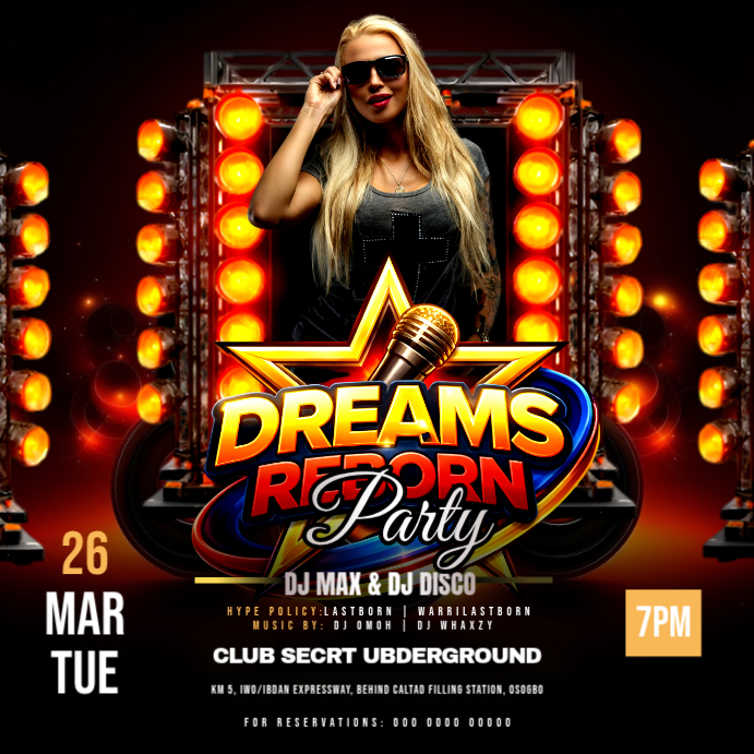 Plantilla de Black Neon Club Party Instagram Post | PosterMyWall