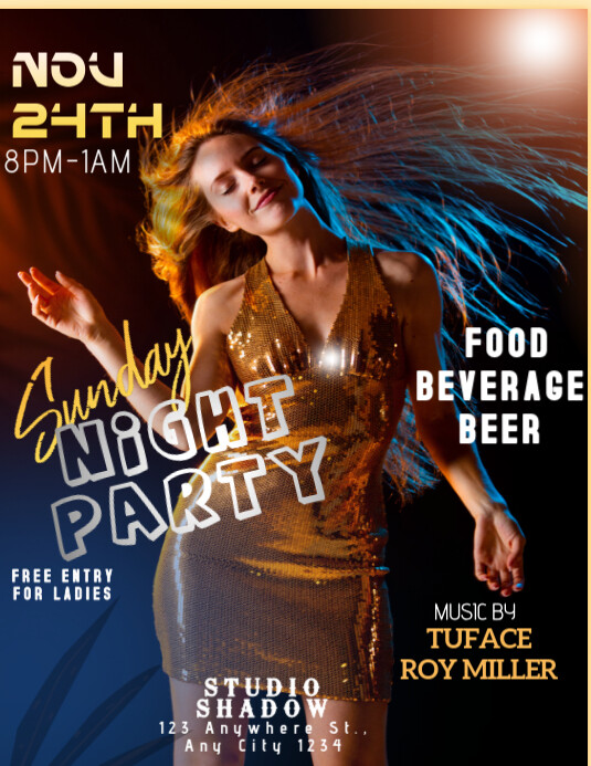 Black Neon Club Party Tgif Flyer (us Letter) Template | PosterMyWall