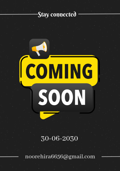 Black Neon Coming Soon Notice A4 Template | PosterMyWall