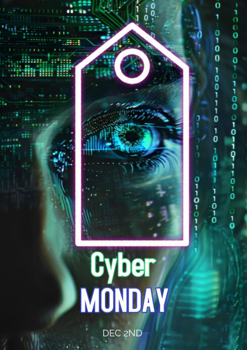 Black Neon Cyber Monday A4 Template | PosterMyWall
