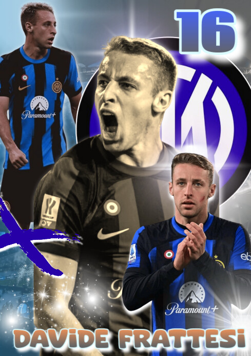Copy of Black Neon Davide Frattesi Inter Milan Football Player A4 ...
