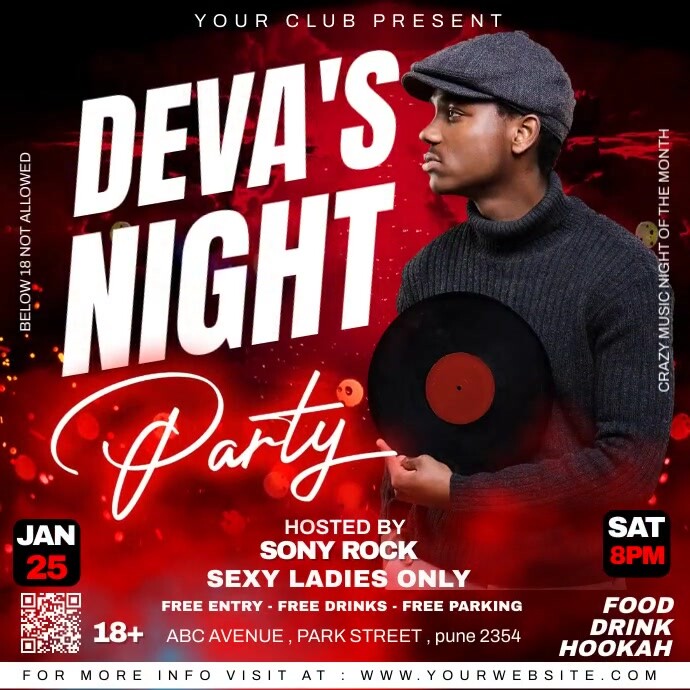 Black Neon Devas Night Club Party Instagram P Template | PosterMyWall