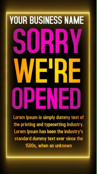 Copy of Black Neon Digital Display Open Neon Video Flyer Digital ...