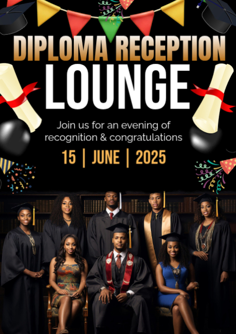Black Neon Diploma Reception Lounge A2 Template | PosterMyWall