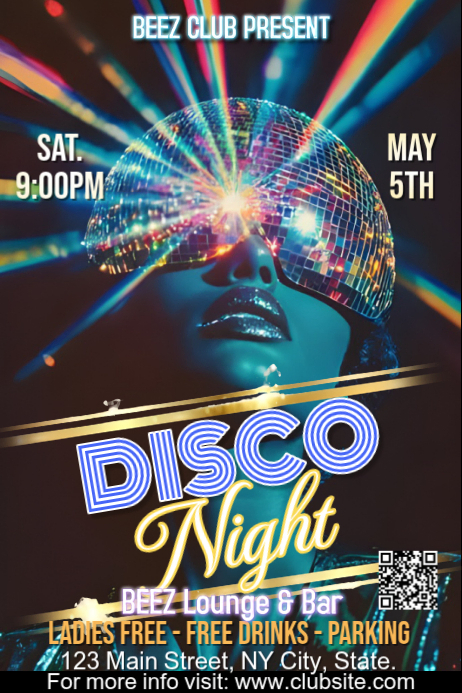 Copy of Black Neon Disco Night Party Poster | PosterMyWall