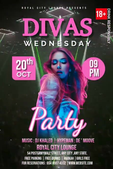Black Neon Divas Wednesday Poster Template | PosterMyWall