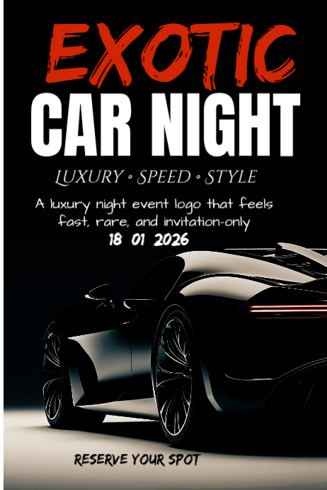 Black Neon Exotic Car Night Poster Template | PosterMyWall