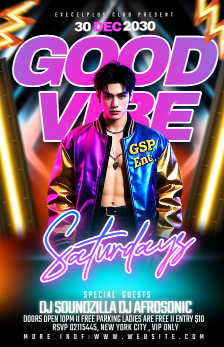 Black Neon Eye-catching Good Vibe Club Party Premium Design Tabloid ...