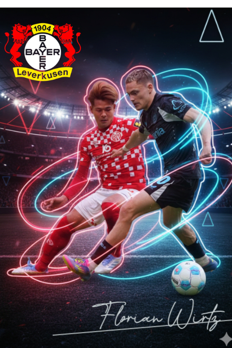 Black Neon Football Club Bayer Leverkusen Florian Wirts Poster Template ...