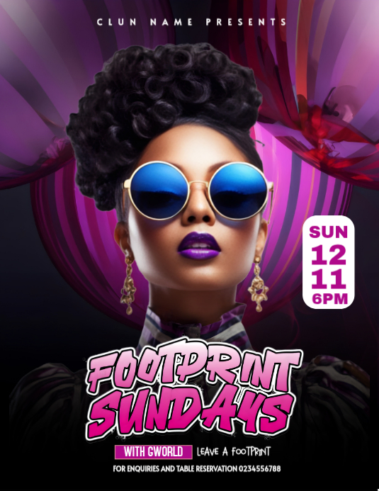Black Neon Footprint Sundays Event Flyer Template | PosterMyWall