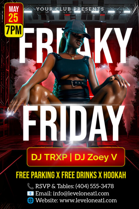 Black Neon Freaky Friday Party Flyer Pinterest Graphic Template ...