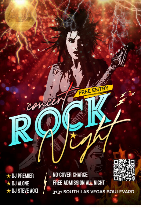 Black Neon Free Editable Rock Night Poster – Electric Grunge Party ...