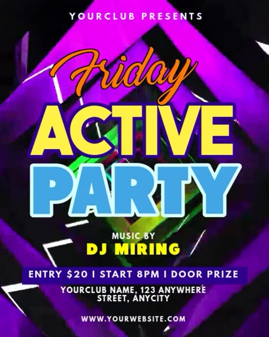 Modèle Black Neon Friday Active Party Instagram Portrait | PosterMyWall