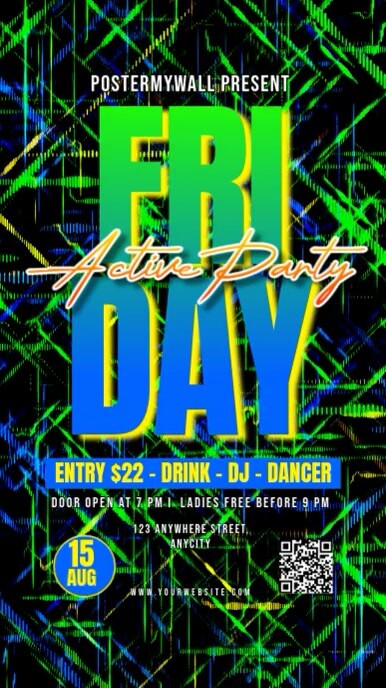 Copy of Black Neon Friday Active Party Reel Instagram | PosterMyWall