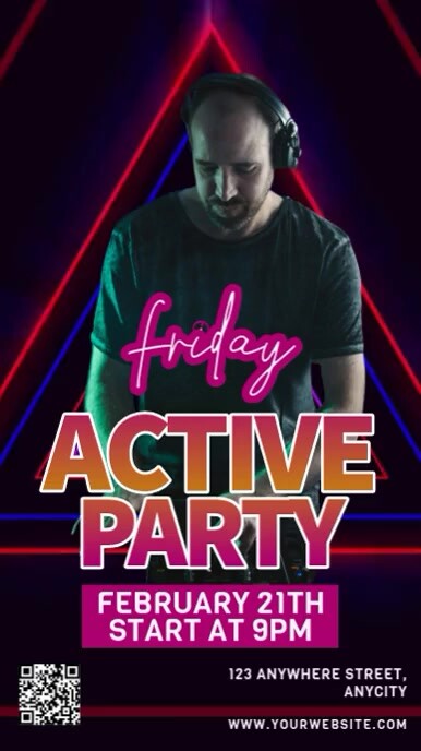 Copy of Black Neon Friday Active Party Reel Instagram | PosterMyWall
