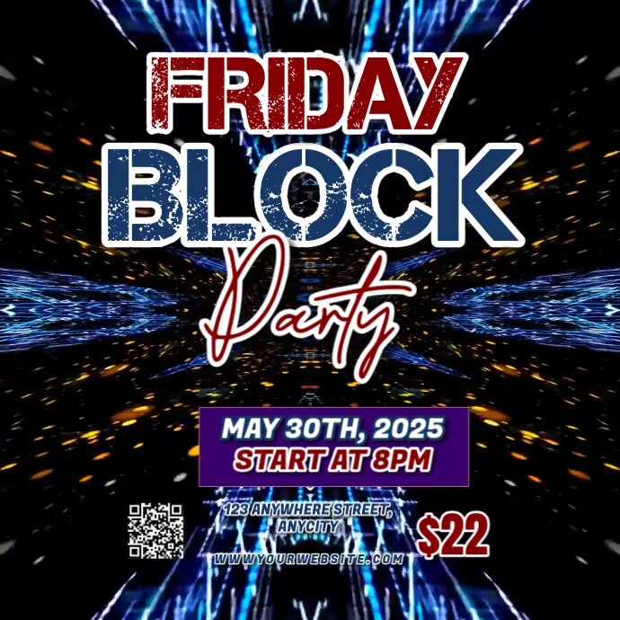 Copy of Black Neon Friday Block Party Pos Instagram | PosterMyWall
