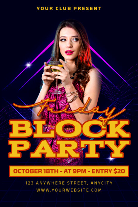 Szablon Black Neon Friday Block Party Poster | PosterMyWall