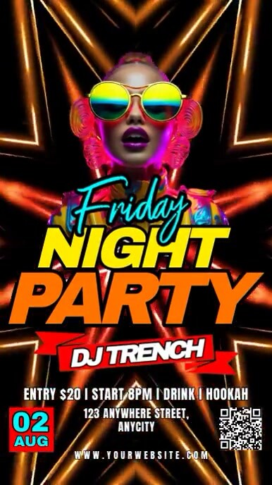 Black Neon Friday Night Party Reel Instagram Template | PosterMyWall