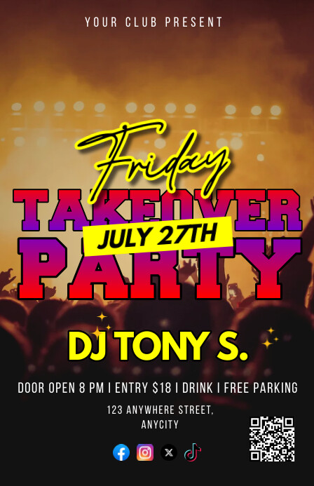 Copy of Black Neon Friday Takeover Party Tabloid | PosterMyWall