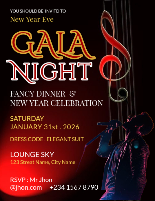 Plantilla de Black Neon Gala Flyer (us Letter) | PosterMyWall