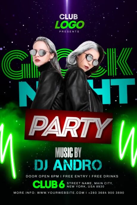 Black Neon Glock Party Video Poster Template | PosterMyWall