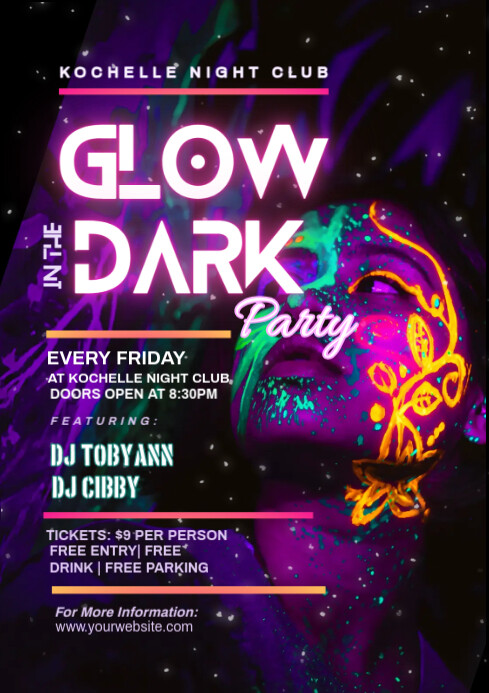 Copy of Black Neon Glow In The Dark A4 | PosterMyWall