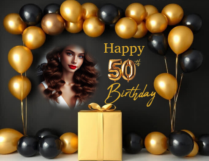 Black Neon Gold And Black Birthday Backdrop Flyer (us Letter) Template ...