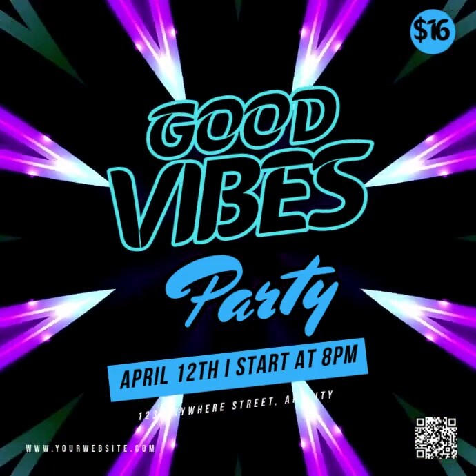 Copy of Black Neon Good Vibes Party Pos Instagram | PosterMyWall
