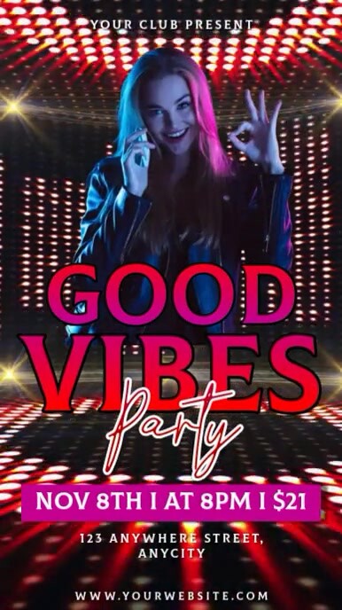 Black Neon Good Vibes Party Reel Instagram Template | PosterMyWall