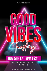 Good Vibes night party ad Template | PosterMyWall