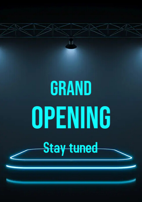 Black Neon Grand Opening A4 Template | PosterMyWall