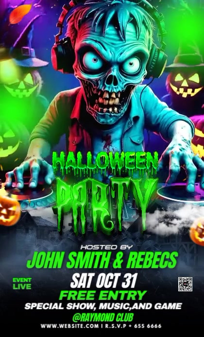 Black Neon Halloween Club Bar Dj Party Night Template Us Legal ...