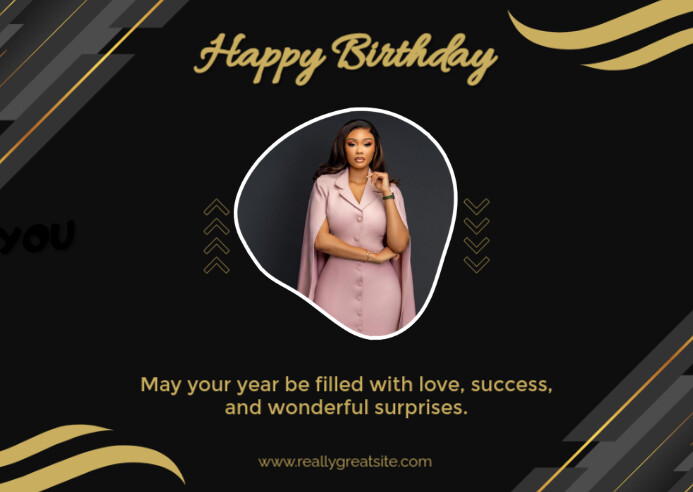 Black Neon Happy Birthday Postcard Template | PosterMyWall