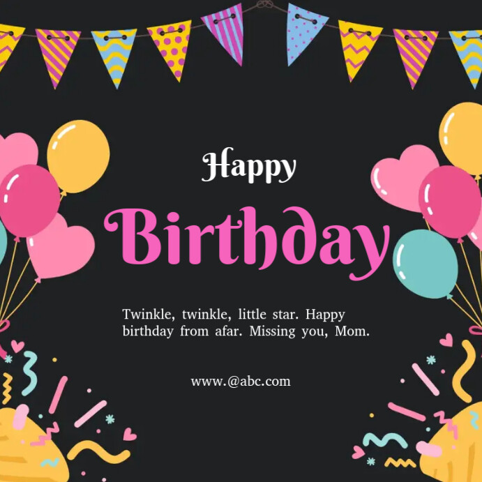 Black Neon Happy Birthday Wish Cards Instagram Post Template | PosterMyWall