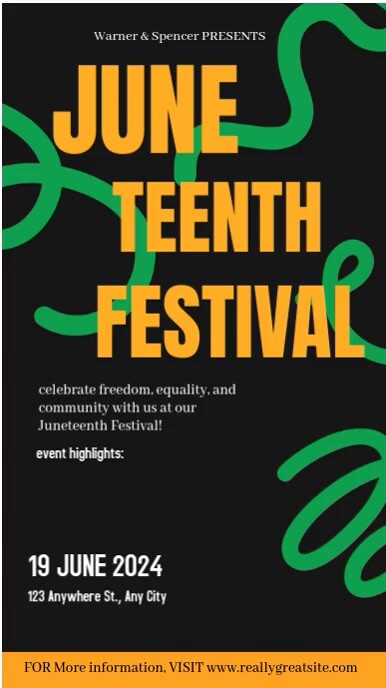 Black Neon Happy Juneteenth Day 2026 Instagram Reel Template | PosterMyWall