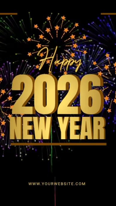 Black Neon Happy New Year 2026 Instagram Story Template | PosterMyWall