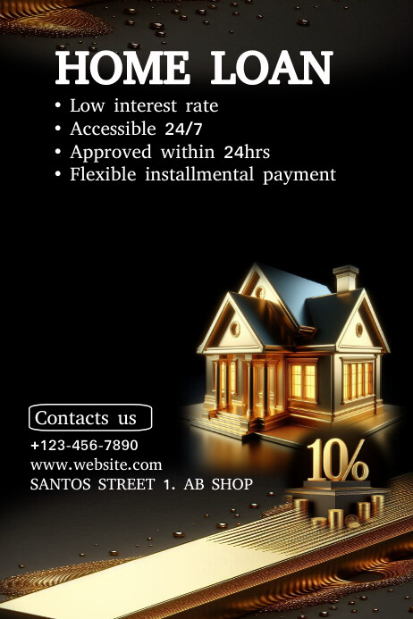 Black Neon Home Loan Poster Templat | PosterMyWall