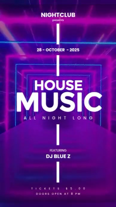 Plantilla de Black Neon House Of Music Reel Instagram | PosterMyWall
