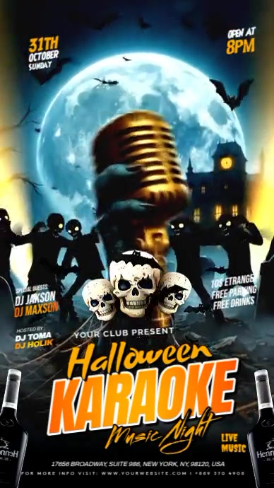 Plantilla de Black Neon Karaoke Halloween Instagram Story | PosterMyWall