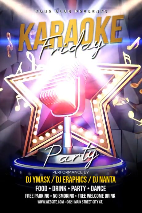 Black Neon Karaoke Music Party Creative Video Poster Poster Template ...