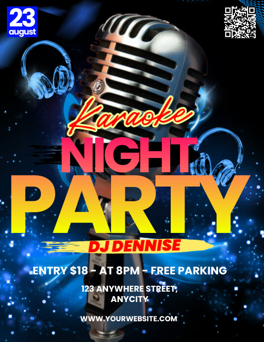 Black Neon Karaoke Night Party Pamflet (lette Templat | PosterMyWall