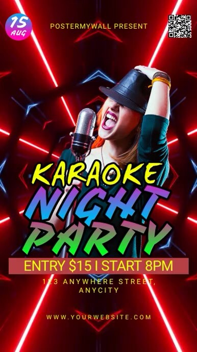 Black Neon Karaoke Night Party Reel Instagram Template | PosterMyWall