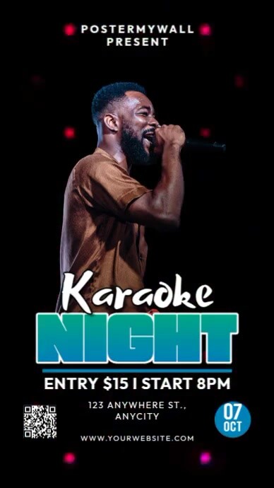 Black Neon Karaoke Night Reel Instagram Template | PosterMyWall
