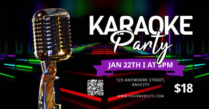 Black Neon Karaoke Party Facebook Shared Image Template | PosterMyWall