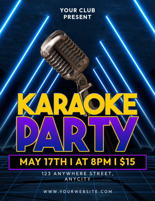 Black Neon Karaoke Party Pamflet (letter As) Template | PosterMyWall