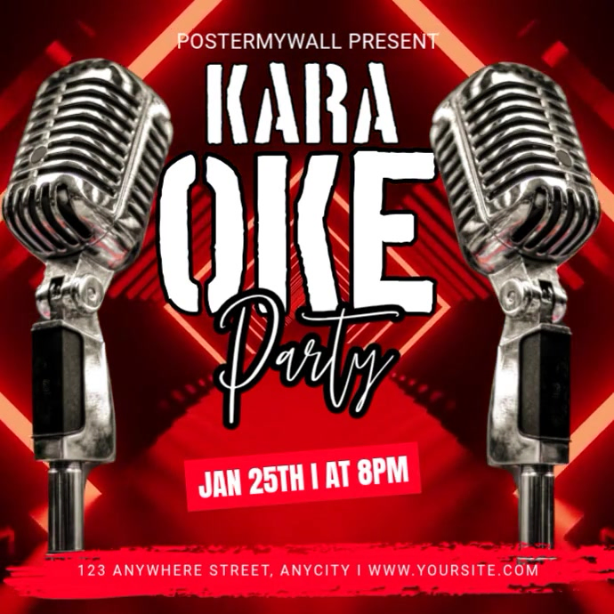 Black Neon Karaoke Party Pos Instagram Template | PosterMyWall