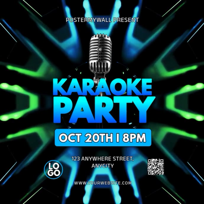 Plantilla de Black Neon Karaoke Party Pos Instagram | PosterMyWall