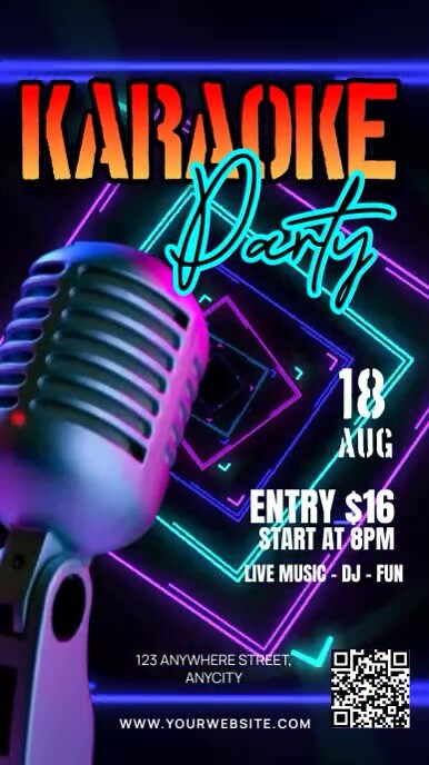Black Neon Karaoke Party Reel Instagram Template | PosterMyWall